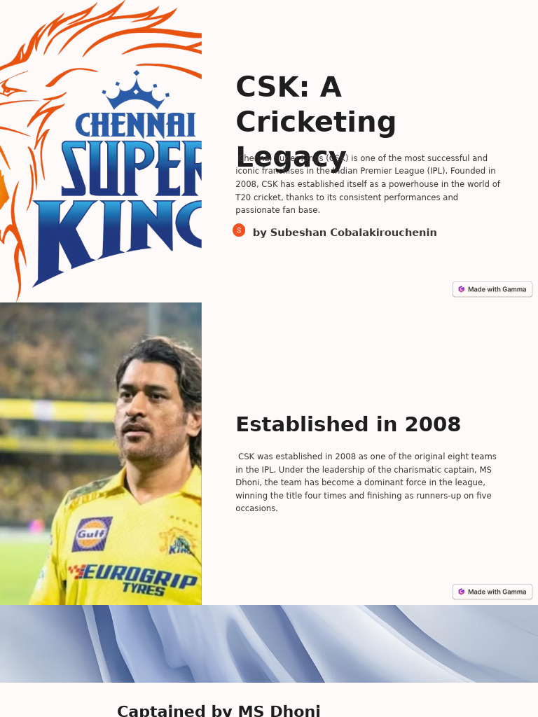 CSK A Cricketing Legacy | PDF