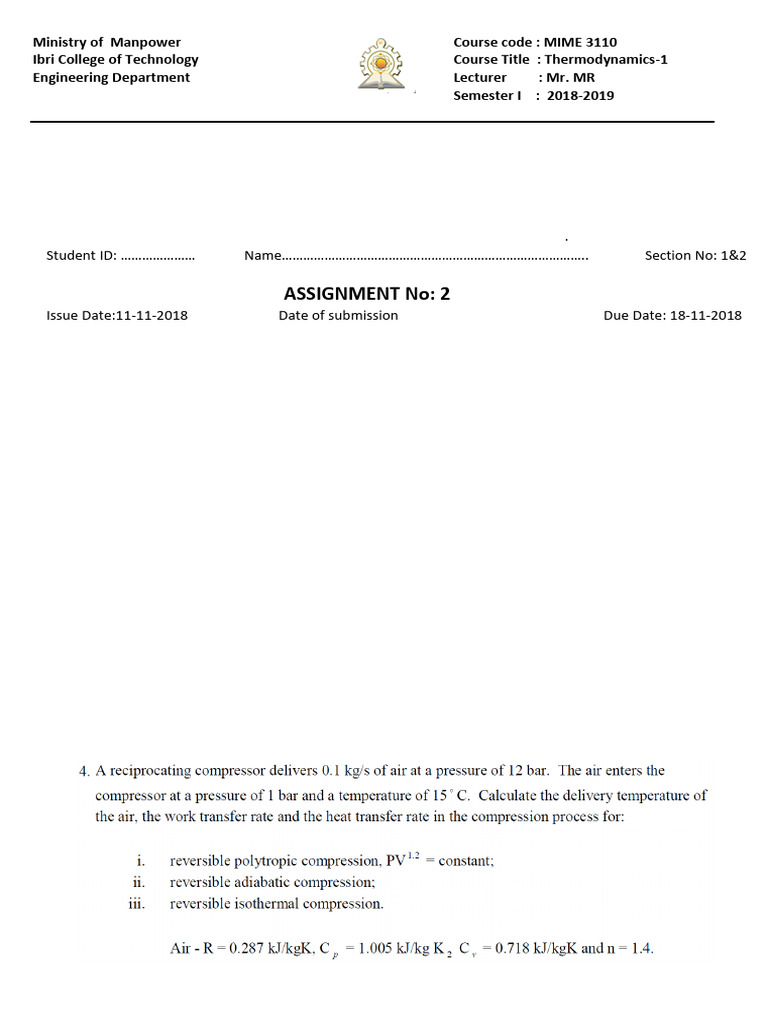Assignment No: 2: Student ID: Name .. Section No: 1&2 | PDF
