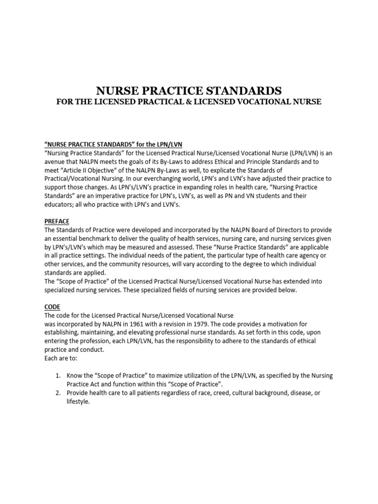 LPN Nurse-Practice-Standards-05.30.2023 | PDF