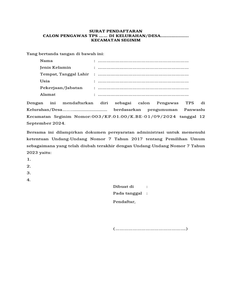 SK Dan Pedoman Pembentukan PTPS Pilkada 2024 | PDF