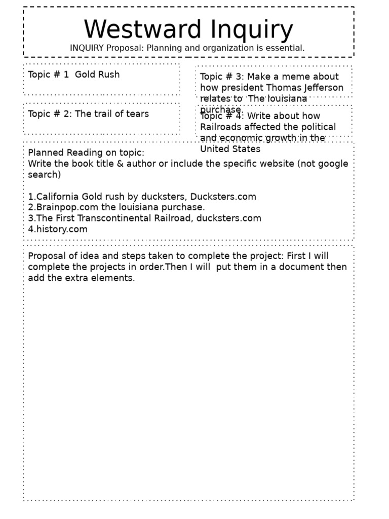 4SS-Westward Inquiry INQUIRY Proposal | PDF