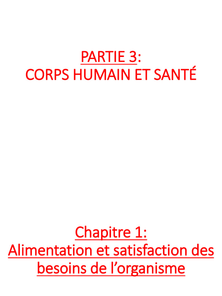 P3 Chapitre 1 Alimentation Et Satisfaction Des Besoins | PDF