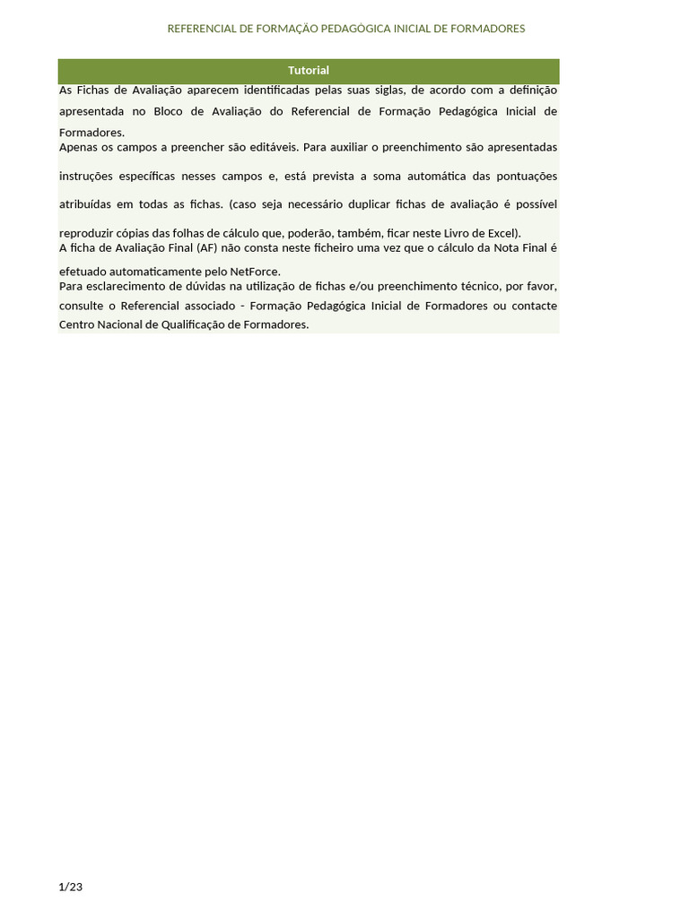 Ficha de Avaliação FPIF | PDF