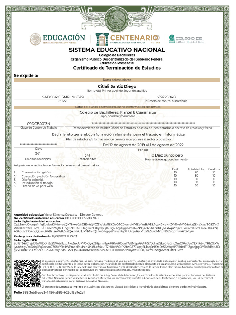 Certificado Preparatoria | PDF