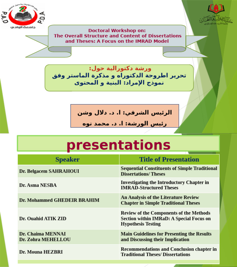 Doctoral Workshop - The Overall Structure and Content of Dissertations ...