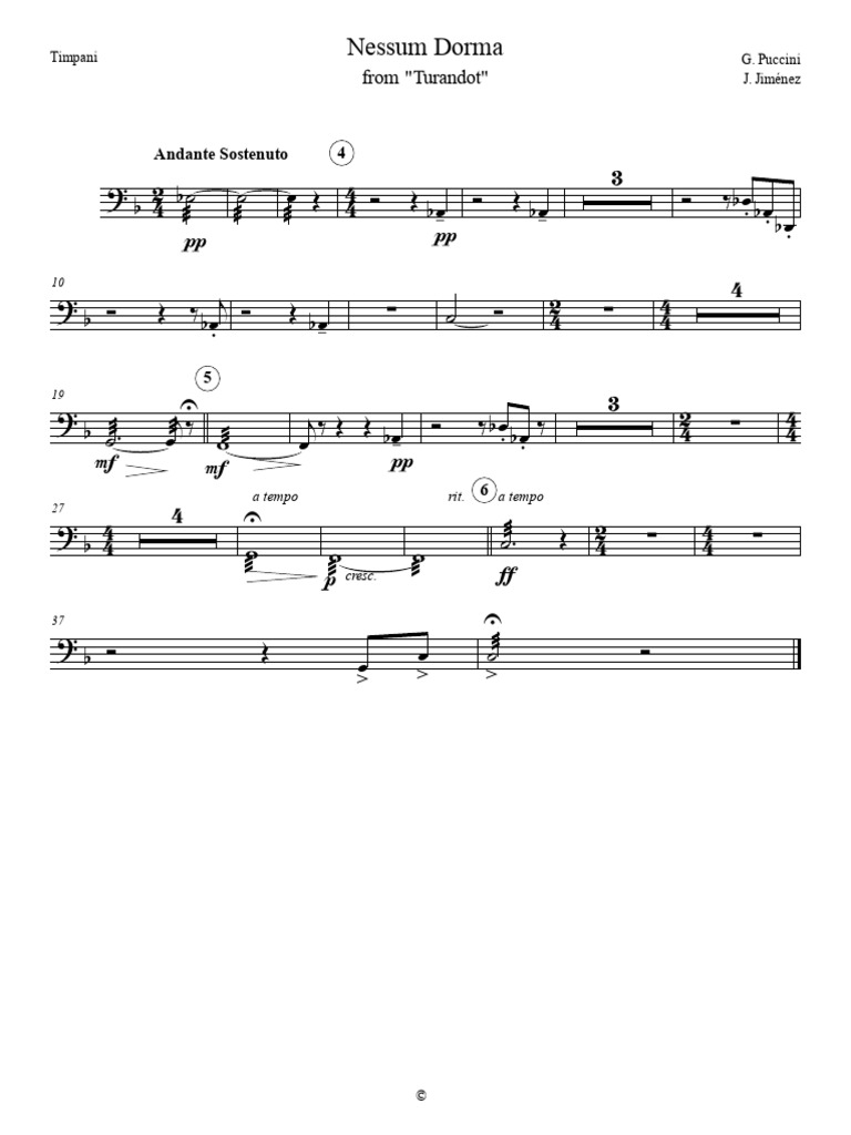 Nessum Dorma - Timpani | PDF