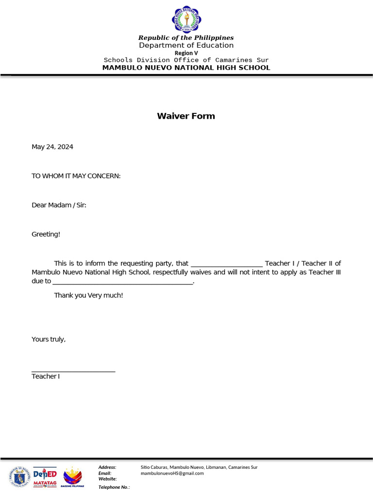 Waiver 2024 | PDF