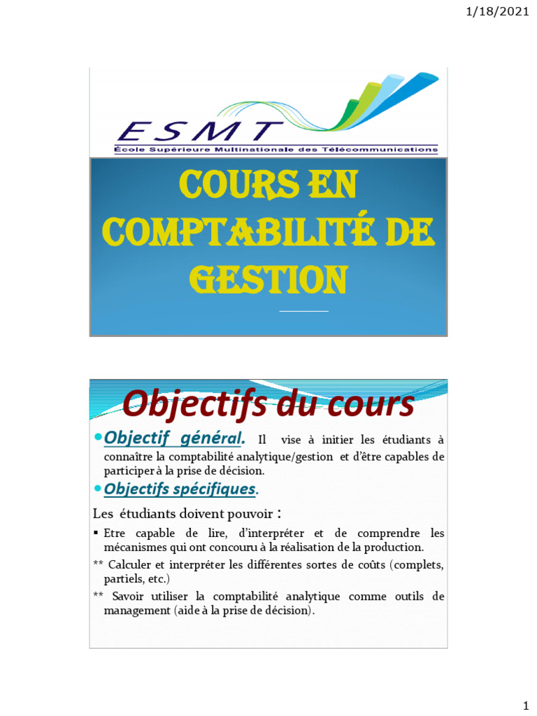 COURS COMPTA GESTION PremiÃ Re Partie | PDF