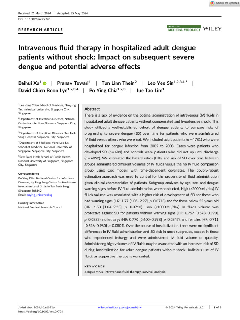Baihui Xu Intravenous Fluid Therapy in Hospitalized | PDF