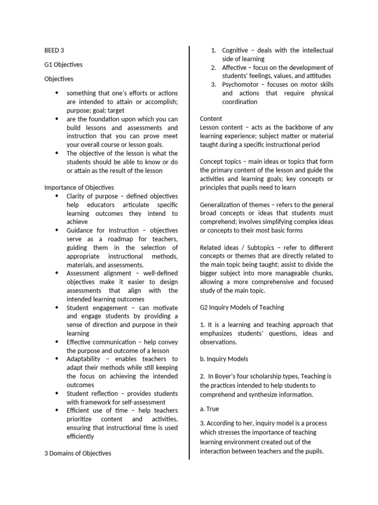 BEED 3 Reviewer | PDF