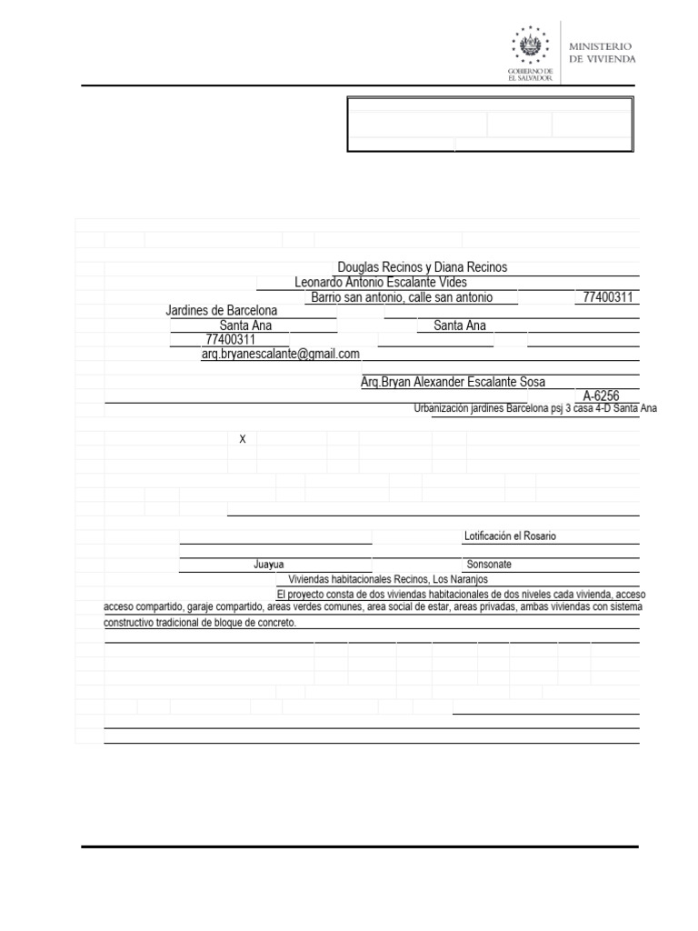 Formulario-B - Viviendas Recinos - (Permiso de Construcción) | PDF