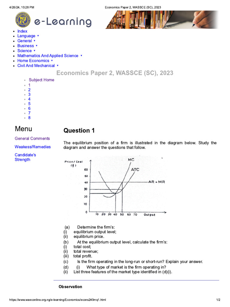 Wassce Waec 2023 Economics Paper 2 Past Questions and Answers PDF | PDF