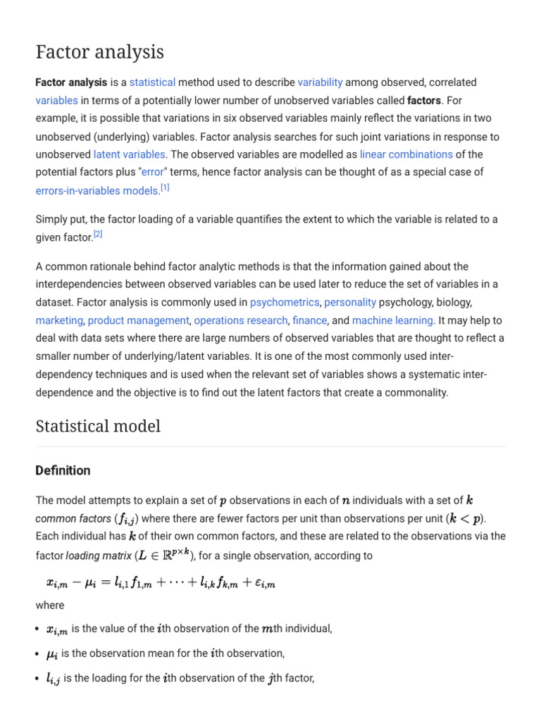 Factor analysis - Wikipedia | PDF