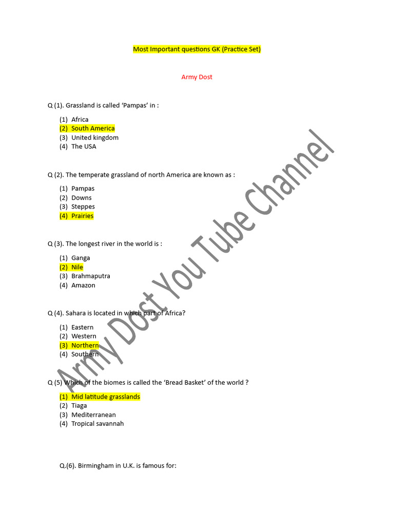 Most Important Questions GK 2 | PDF