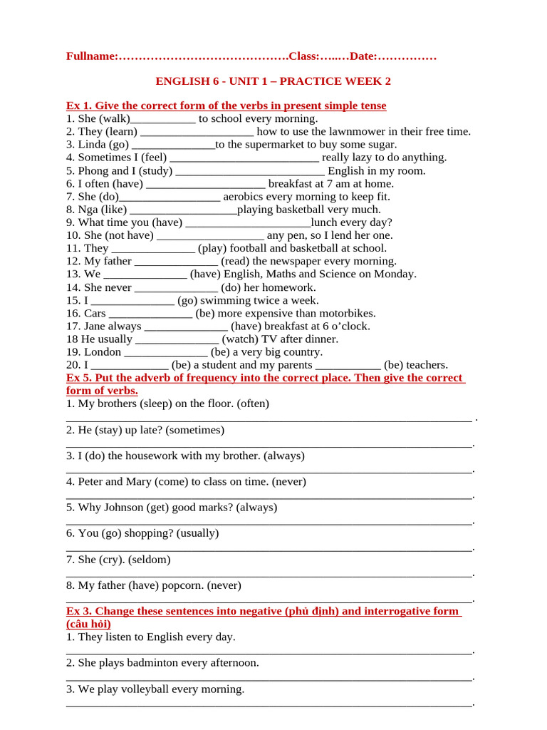 U1 - L3 - Present Simple Tense | PDF