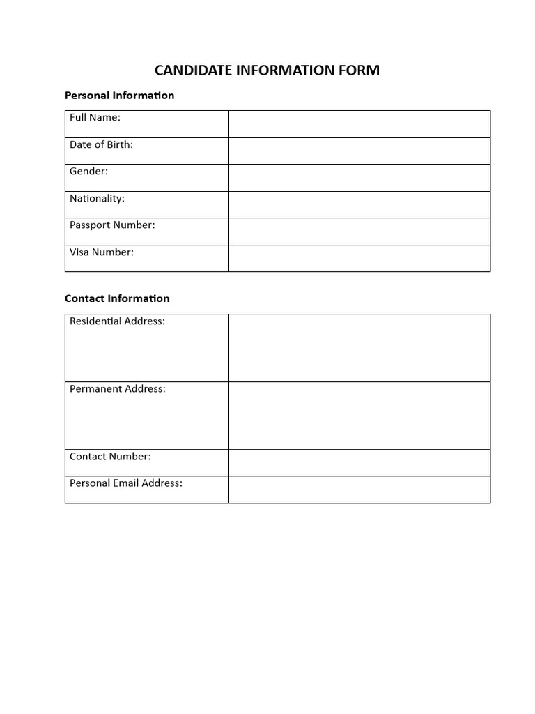Candidate Information Submitted For HR Round | PDF