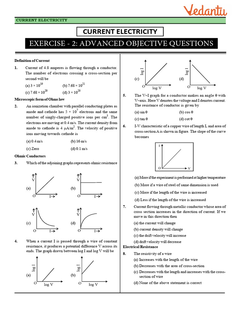04 Current Electricity - Exercise-2 | PDF