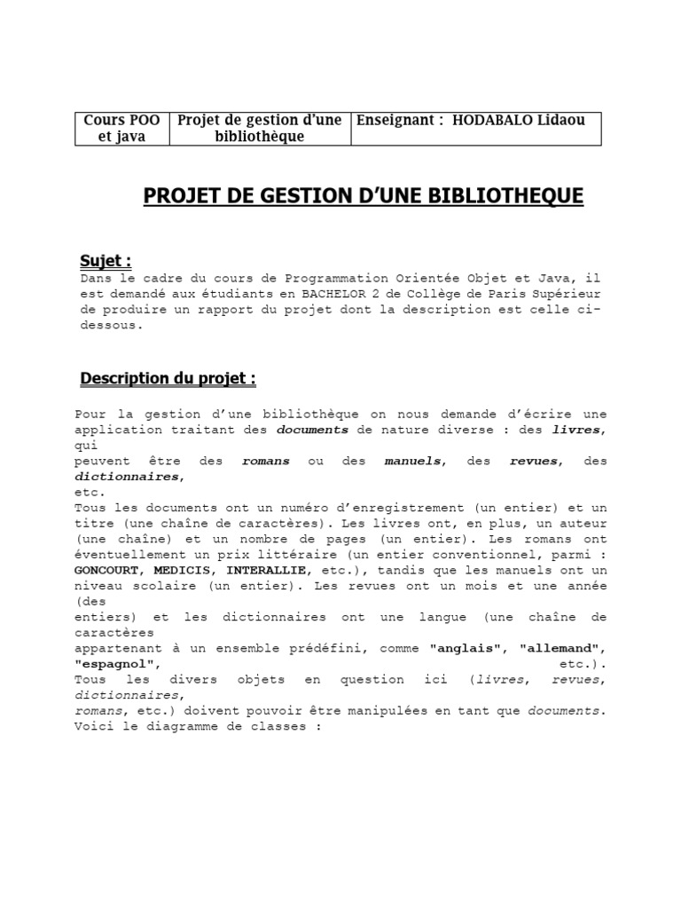 Projet Gestion Bibliotheque 13022024 | PDF