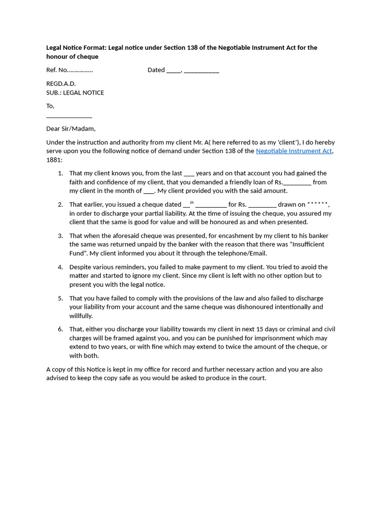 Legal Notice Format | PDF