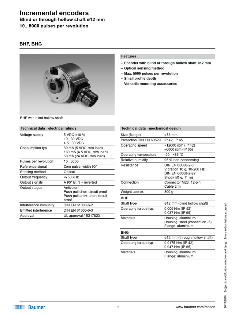 Baumer BHF BHG DS EN | PDF | Electronics | Electrical Engineering