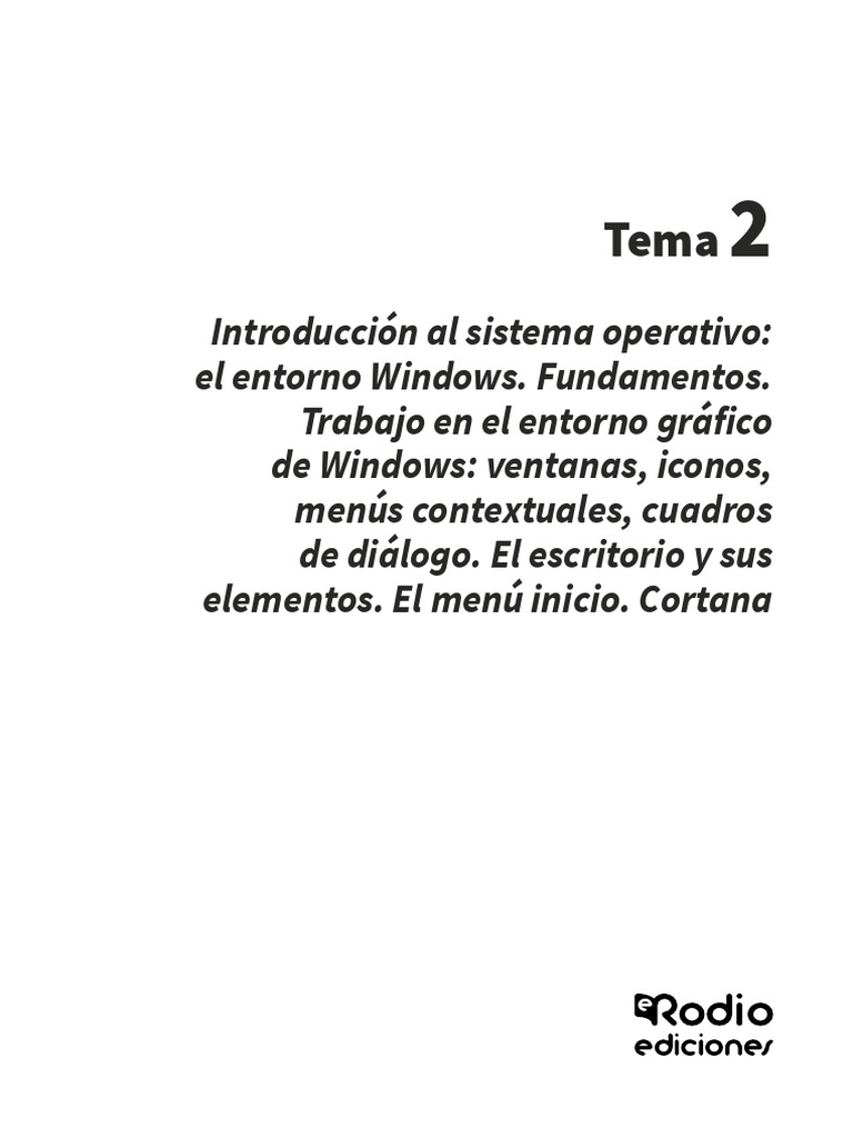 Tema 6 - Introducción Al Sistema Operativo El Entorno Windows. Fundamentos. Trabajo | PDF ...