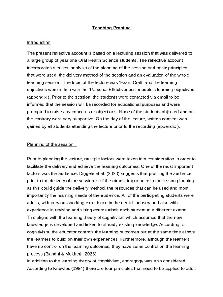 Teaching Reflection | PDF