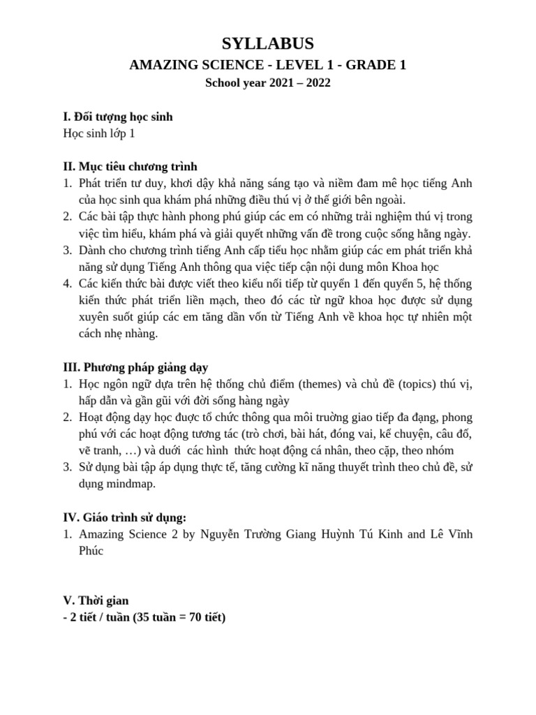 Grade 1 - Amazing Science 1 - 2 periods_week | PDF