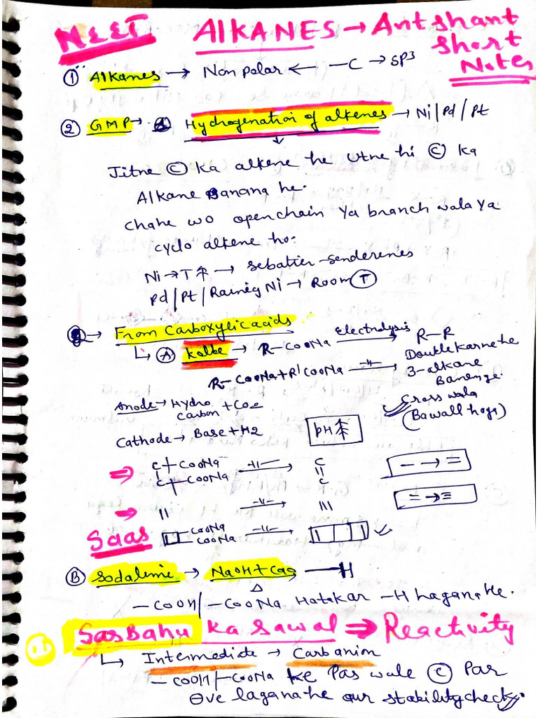 Alkanes Short Notes | PDF