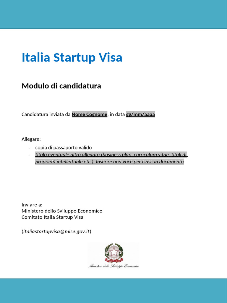 Modulo Di Candidatura Startup | PDF