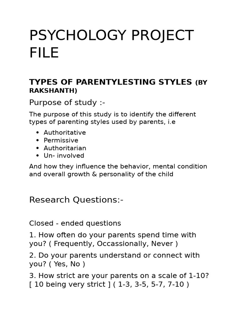 Psychology Research Project File | PDF
