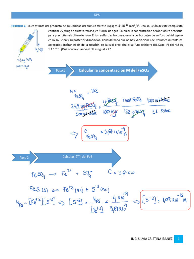 Kps SULFUROS EJERCICIO 4 | PDF