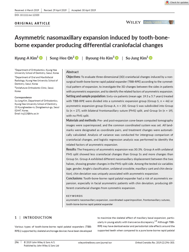 Orthod Craniofacial Res - 2019 - Kim - Asymmetric Nasomaxillary ...