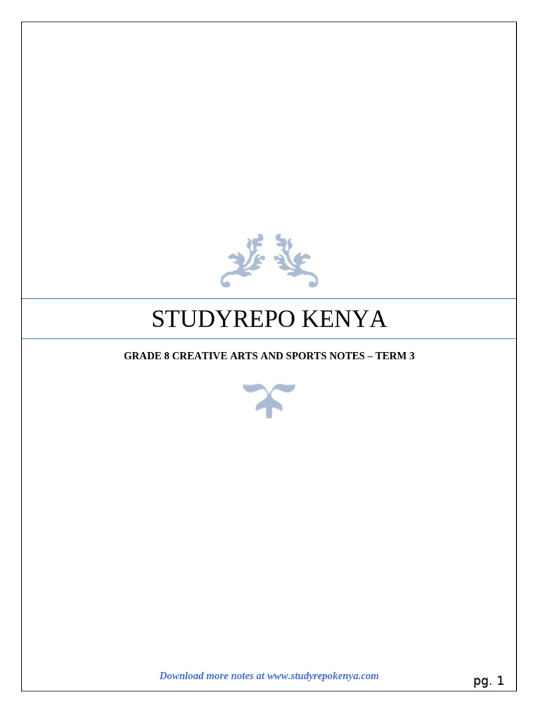 Grade 8 Creative Arts & Sports Notes - Term 3 | PDF
