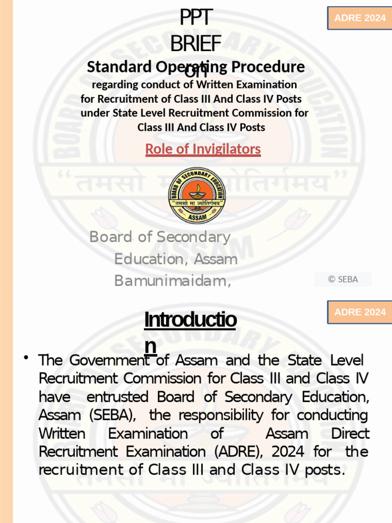 Role of Invigilators - ADRE-2024 | PDF