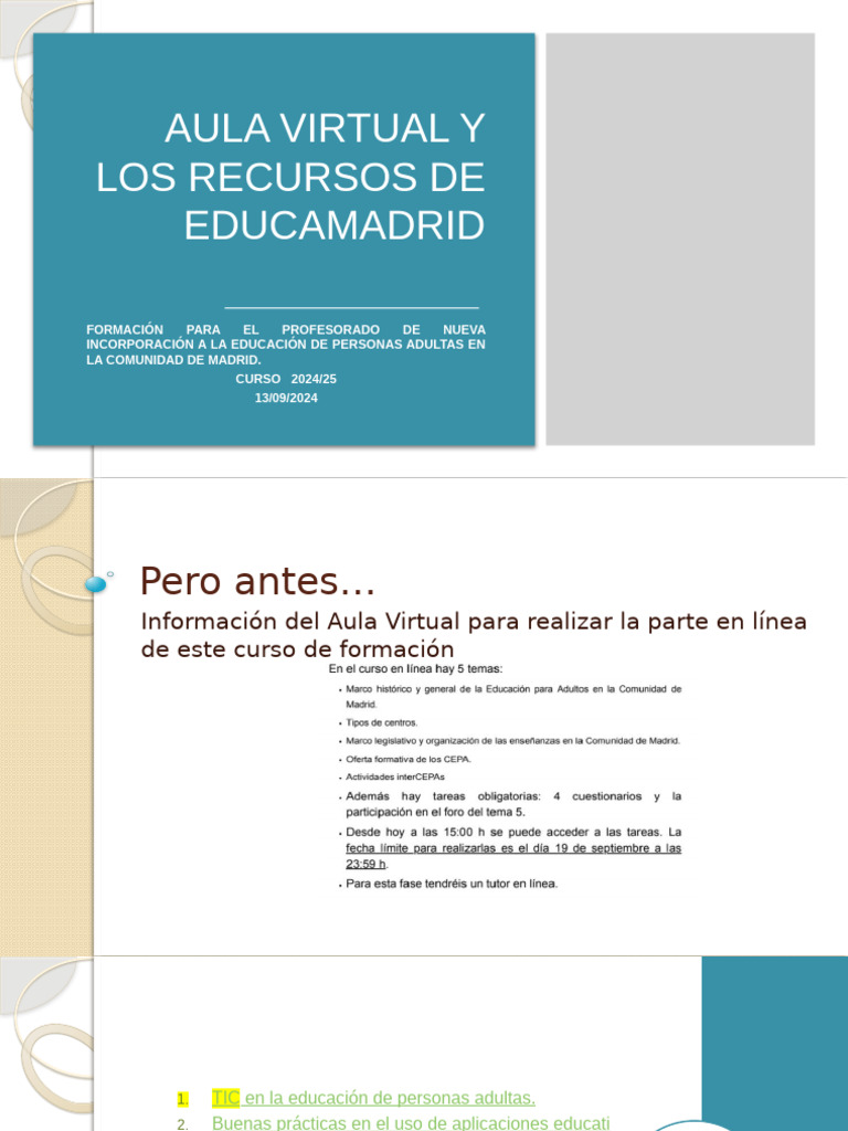 El Aula Virtual y Educamadrid 2024 (Presentación) | PDF