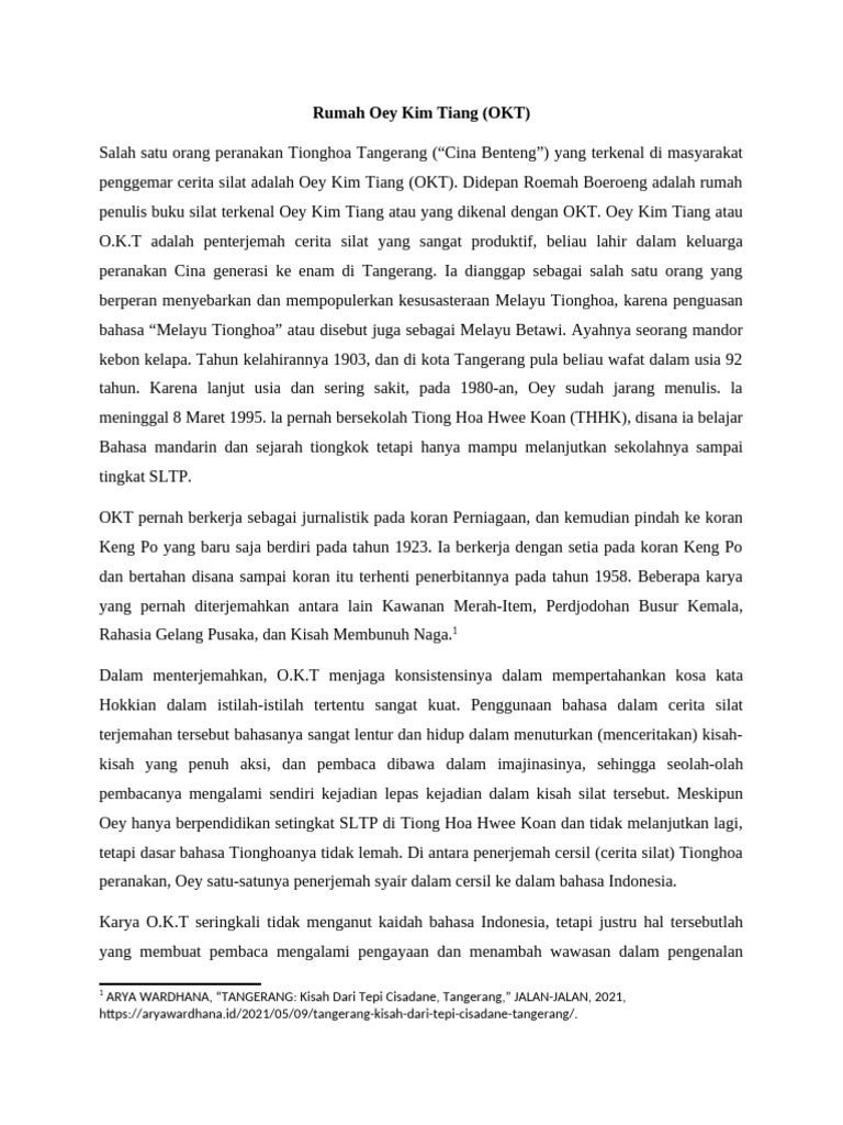 Rumah Oey Kim Tiang (OKT) | PDF