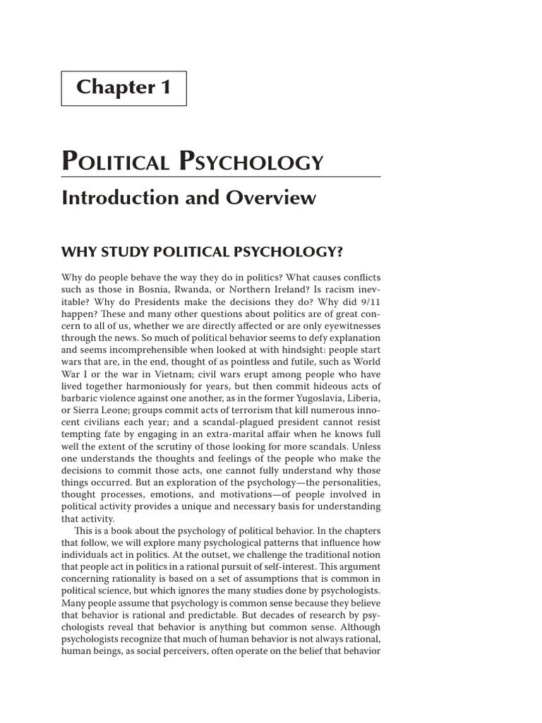 Cottam - Introduction To Political Psychology (3rd Ed) CH 1 | PDF