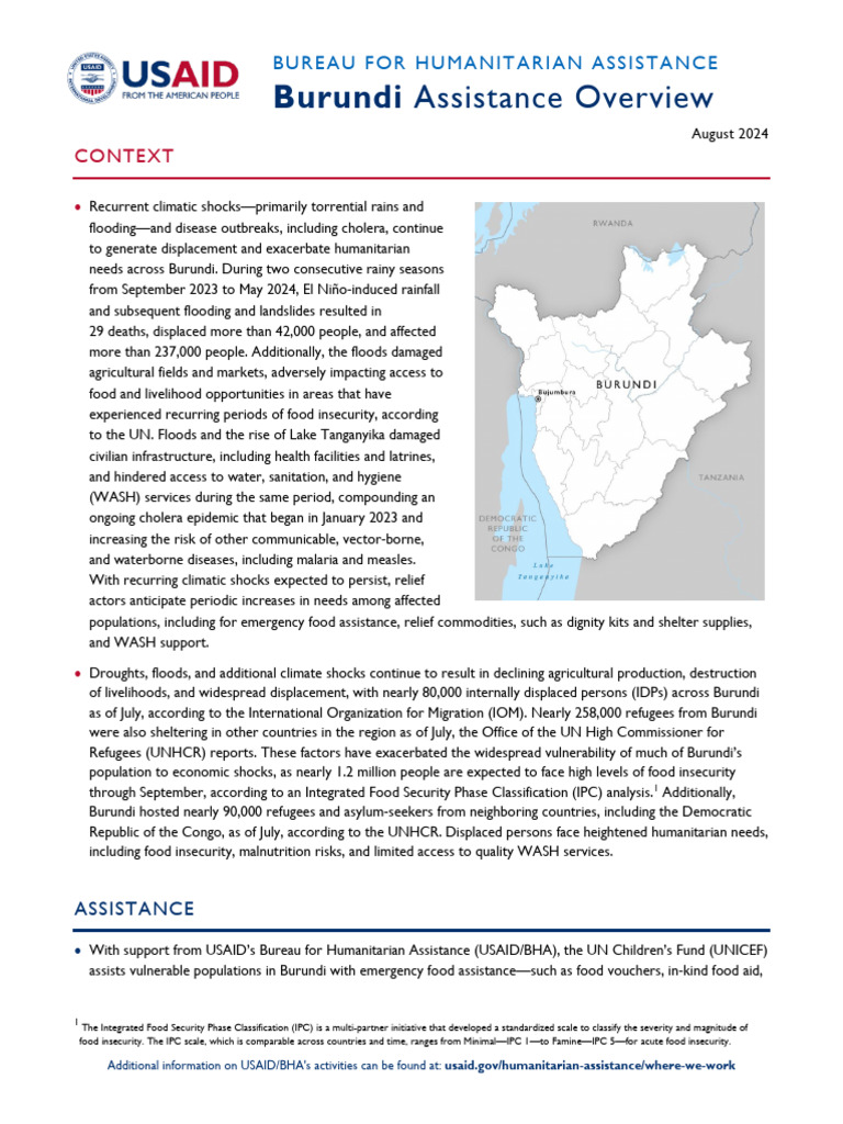 Burundi Assistance Overview, August 2024 | PDF