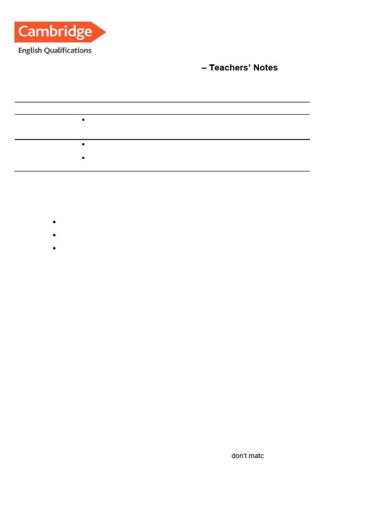 B1 Reading Part 4 Teaching Guide | PDF | Trees | Language Arts & Discipline