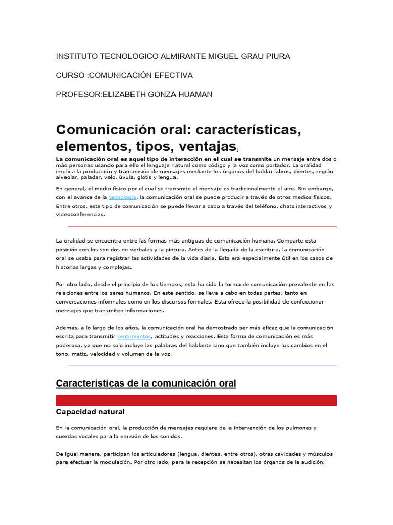 Tema 1 - comunicacion oral | PDF