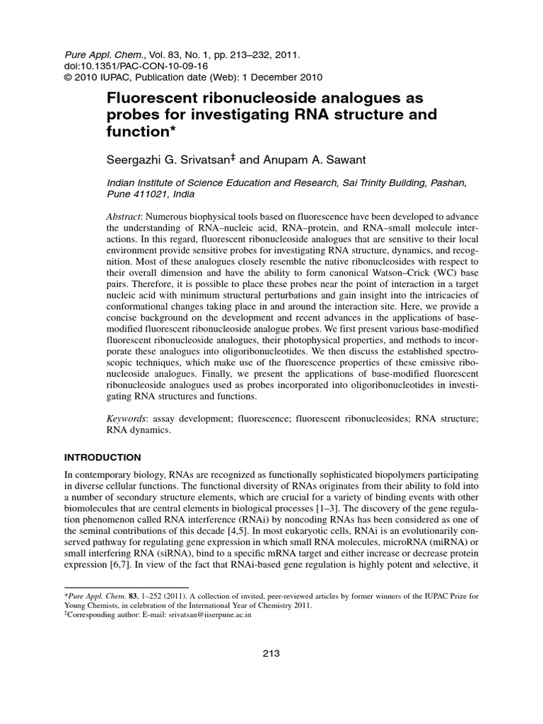 Fluorescent Ribonucleoside Probes for RNA | PDF | Rna Interference | Rna