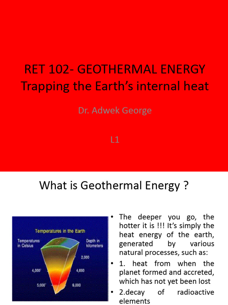 RET 102-Introduction To Geothermal Energy-L1 | PDF | Geothermal Energy ...