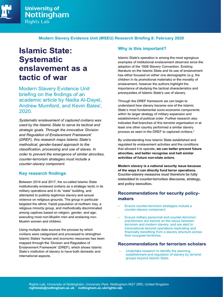 Rights Lab Briefing Islamic State Use of Enslavement Feb 2020 | PDF
