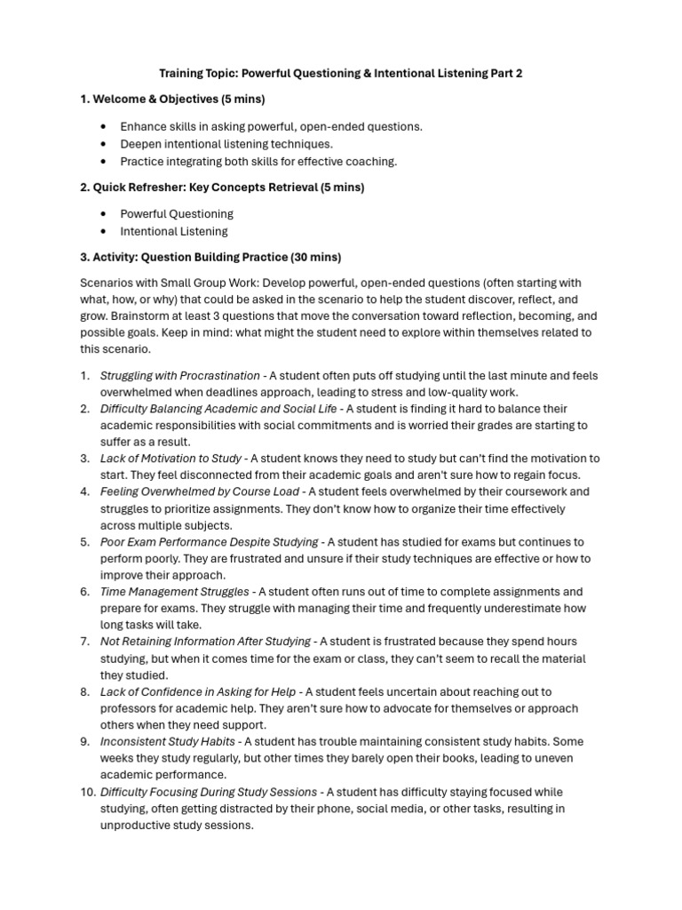 Questioning and Listening Part 2 | PDF
