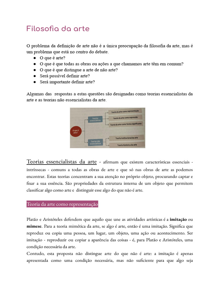 Resumo de filosofia - filosofia da arte | PDF