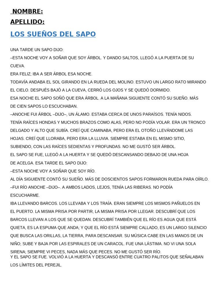 Los Sueños Del Sapo Pdf