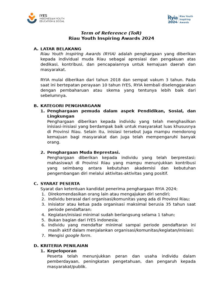 Contoh TOR Event Pelatihan Lingkungan | PDF