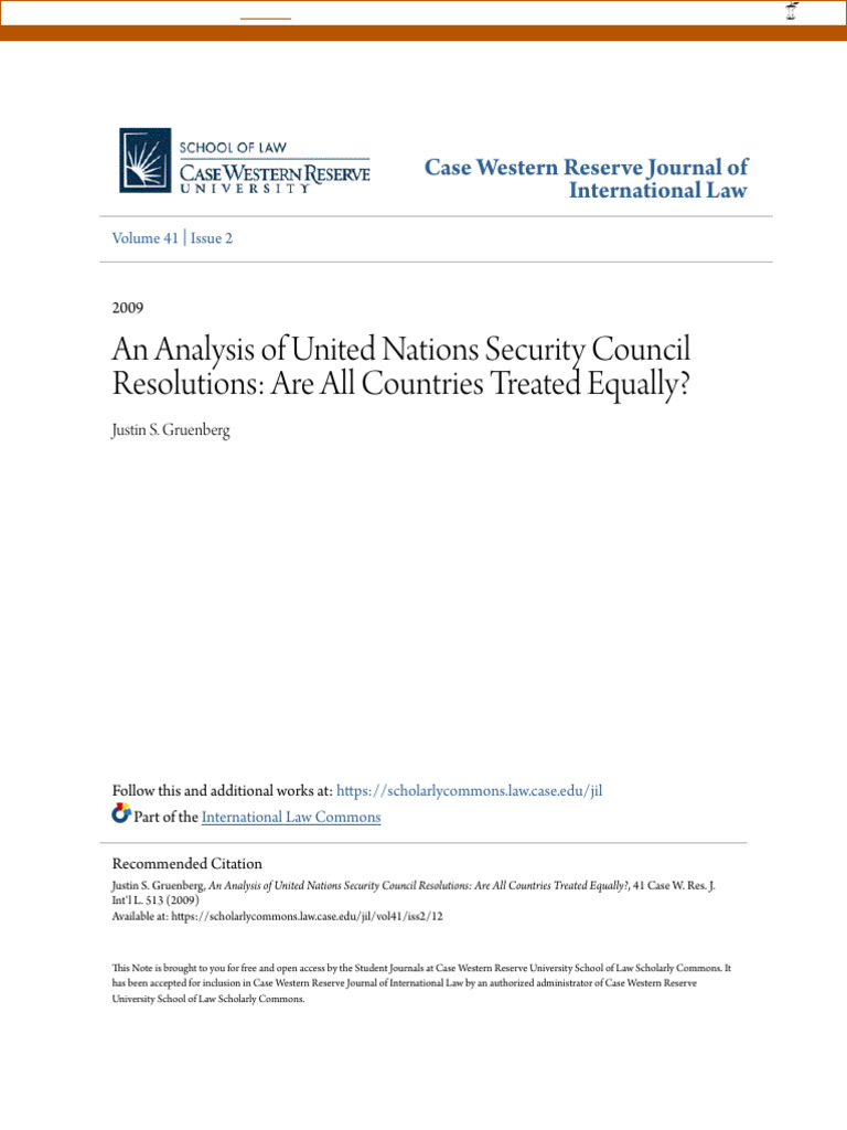 An Analysis of United Nations Security Council Resolutions - Are All ...