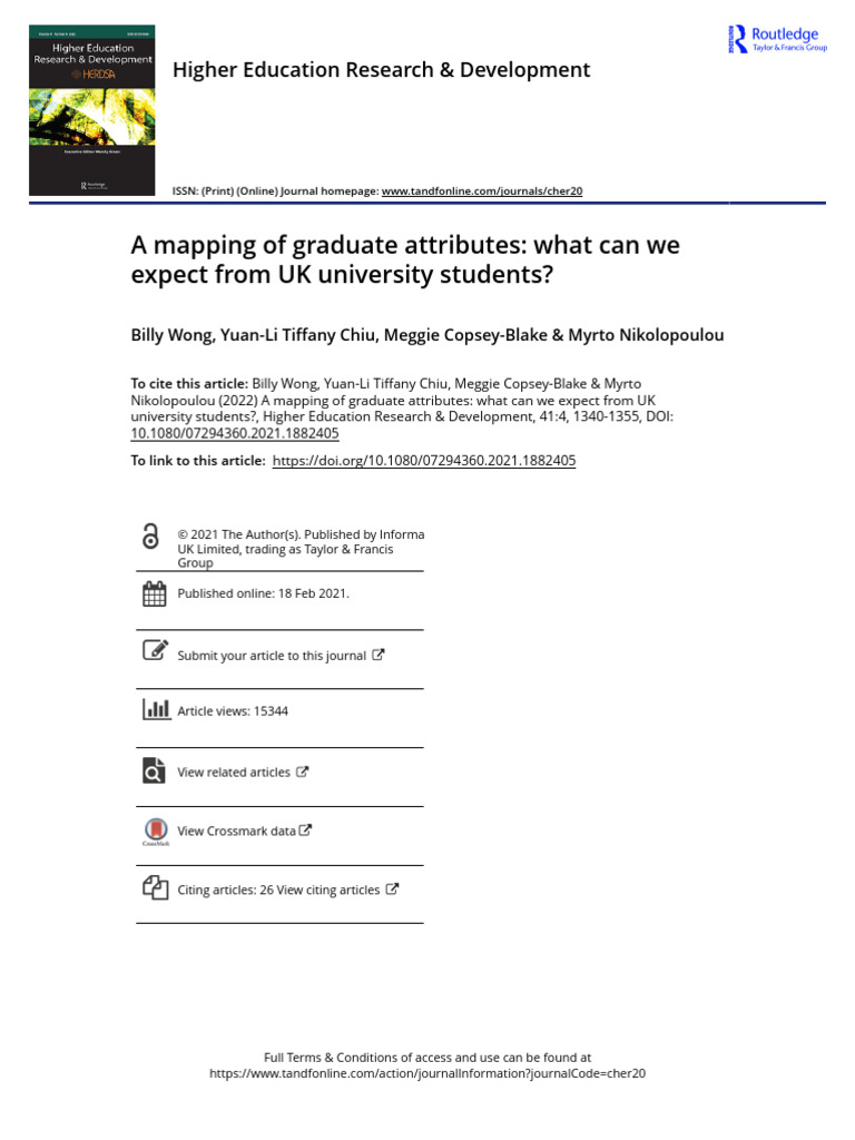 A Mapping of Graduate Attributes What Can We Expect From UK University ...