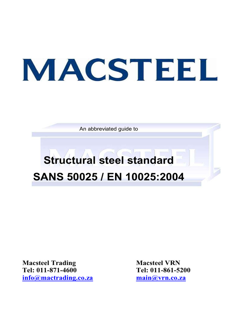 Structural Steel Standard SANS 50025 - EN 10025 - 2004 | PDF